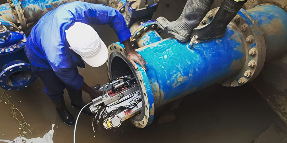 Pipe inspection with tethered robotic crawlers